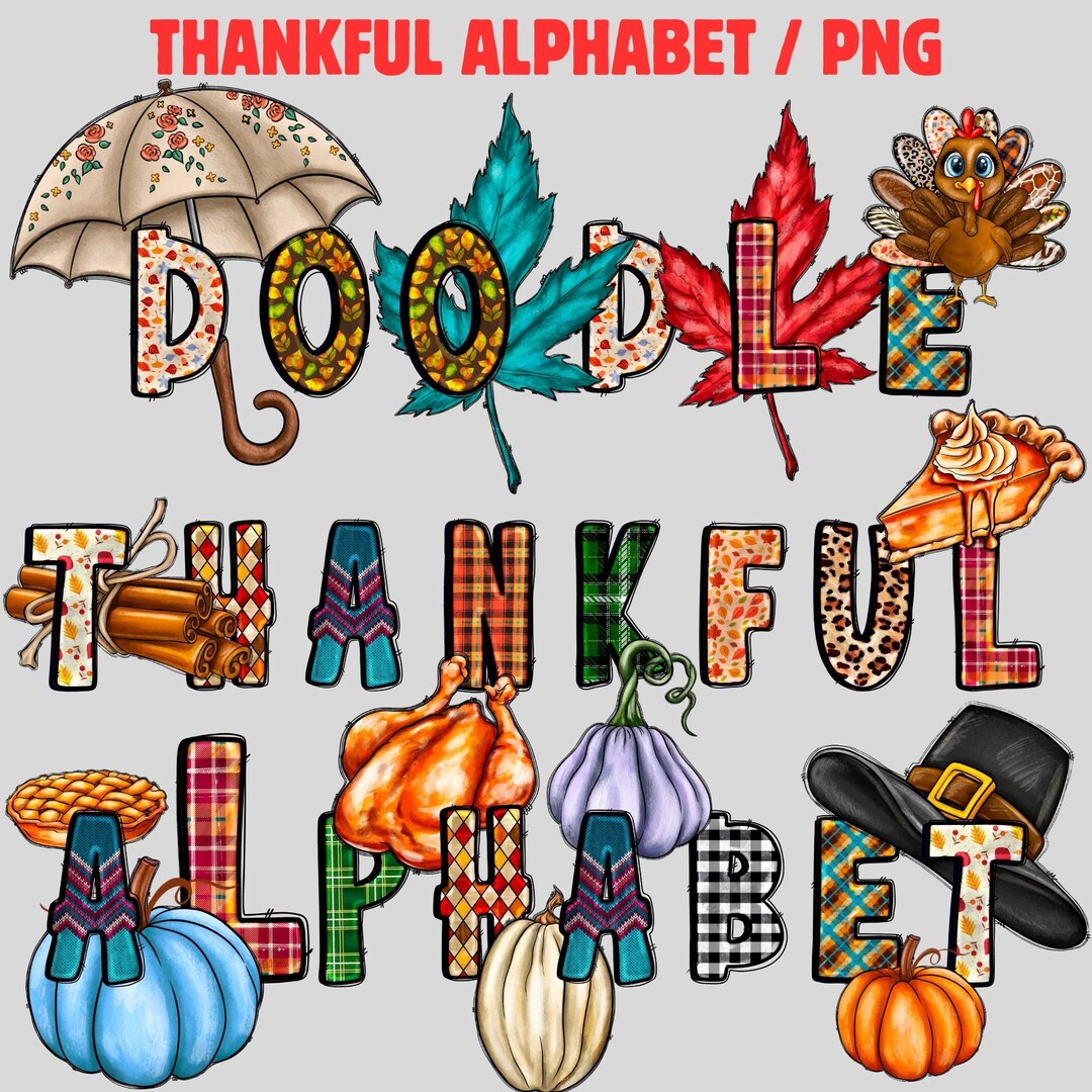 Thankful Alphabet Png,doodle Alphabet Bundle,western PNG Letters ...