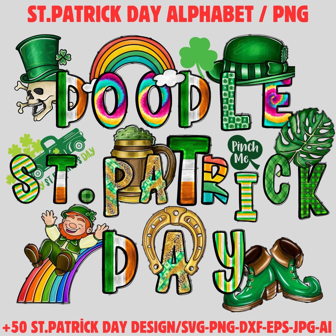 St.patrick Alphabet Png,st Patrick,doodle Alphabet Bundle,western PNG Letters,sublimation Design ...