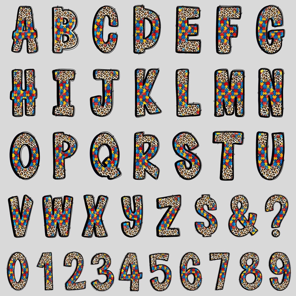 Autism Alphabet Png,doodle Alphabet Bundle,western PNG Letters ...