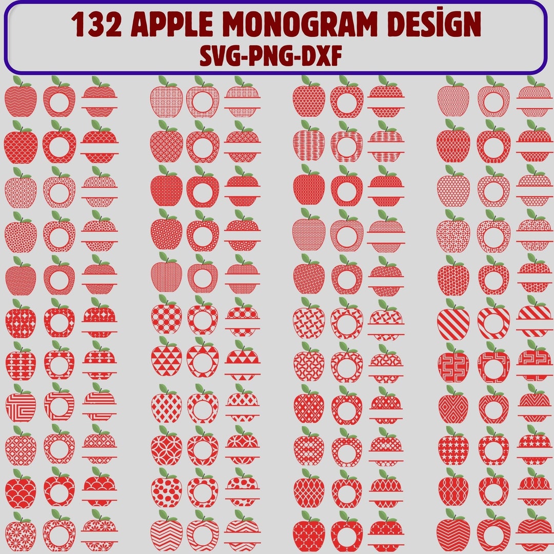 Apple Svg, Apple Monogram Svg, Split Monogram Svg, Teacher Monogram Svg ...