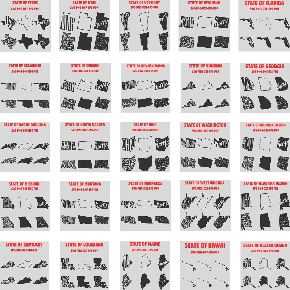 USA States Svg,50 States Svg Bundle,usa State Svg,simple 50 Usa,state ...