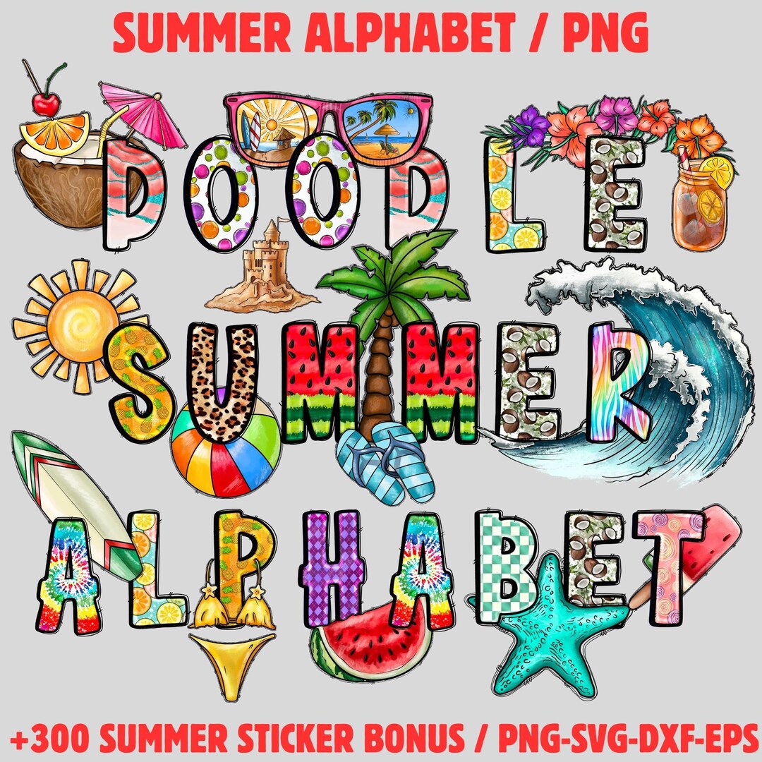 Summer Alphabet Png,doodle Alphabet Bundle,western PNG Letters ...
