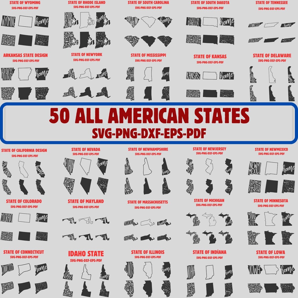 USA States Svg,50 States Svg Bundle,usa State Svg,simple 50 Usa,state ...