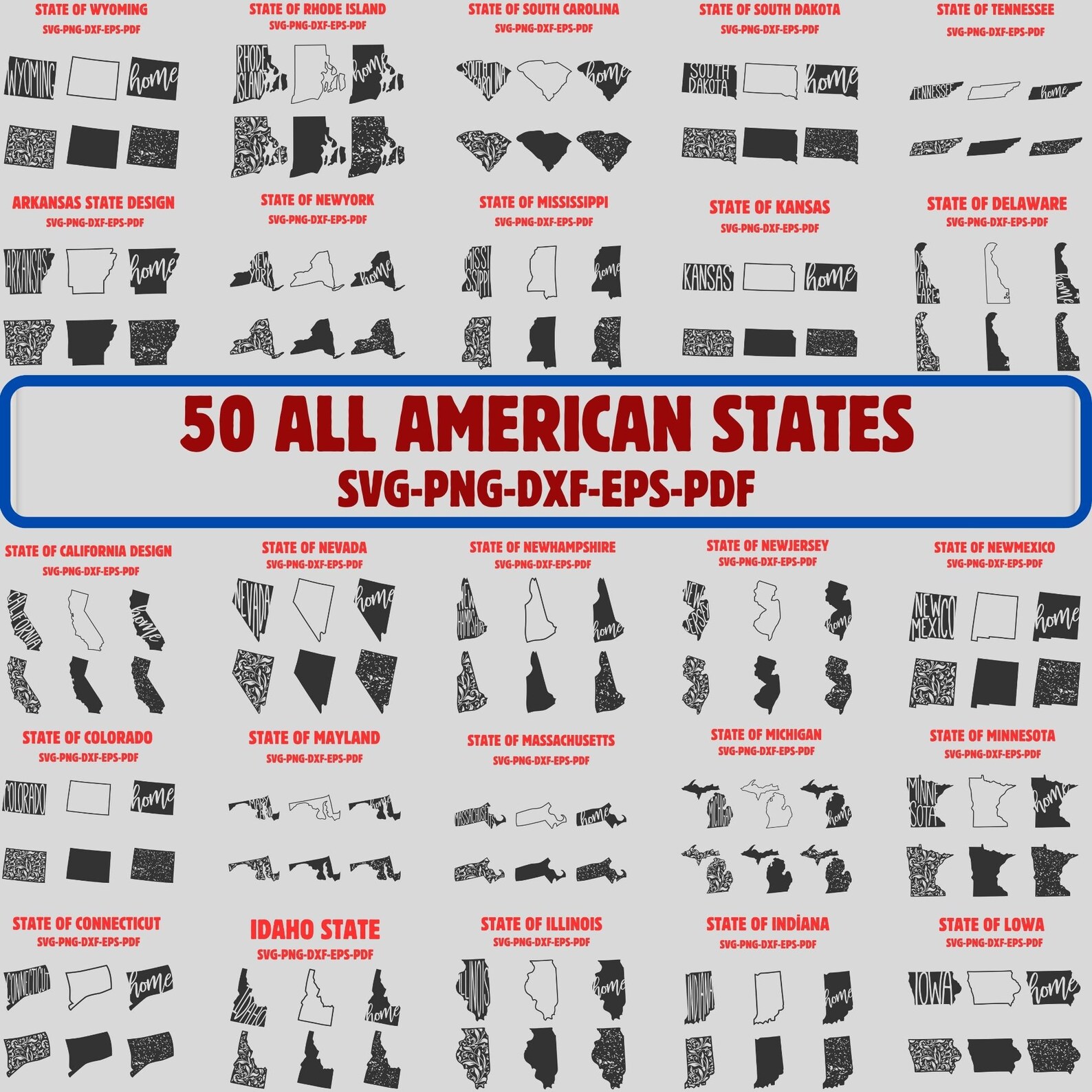 USA States Svg,50 States Svg Bundle,usa State Svg,simple 50 Usa,state ...