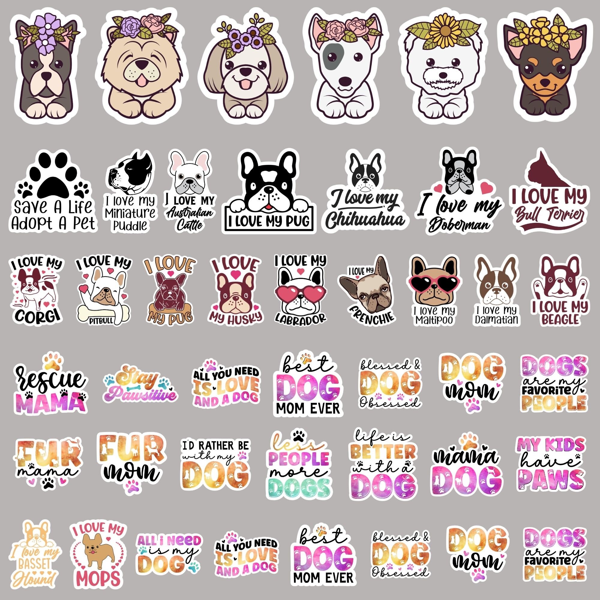 Cute Dog Stickers, Dog Png,dog Svg, Funny Dog Png Bundle, Funny Dog Svg ...