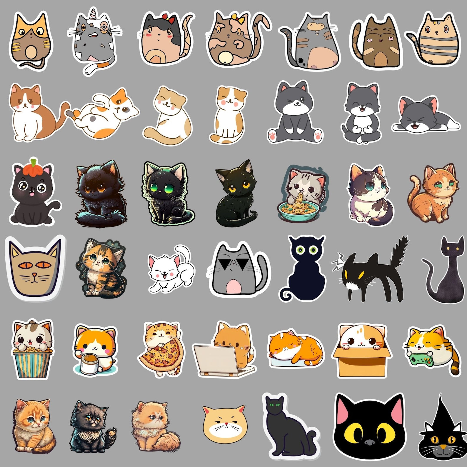 Cute Cat Stickers, Cat Png,cat Svg, Funny Cat Png Bundle, Funny Cat Svg ...