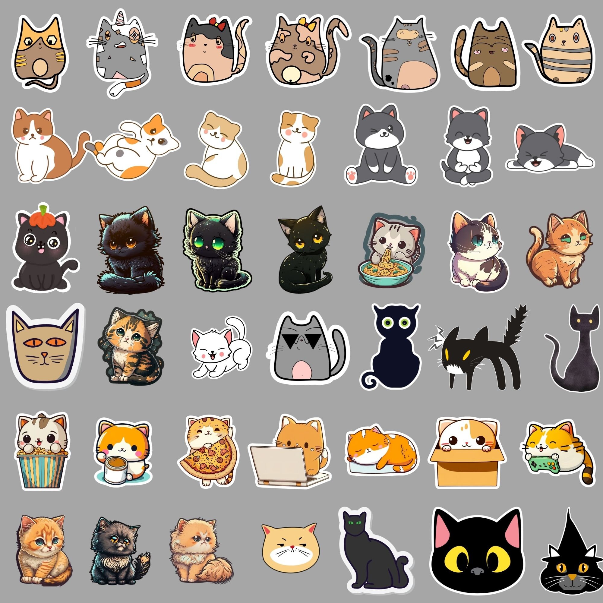 Cute Cat Stickers, Cat Png,cat Svg, Funny Cat Png Bundle, Funny Cat Svg ...