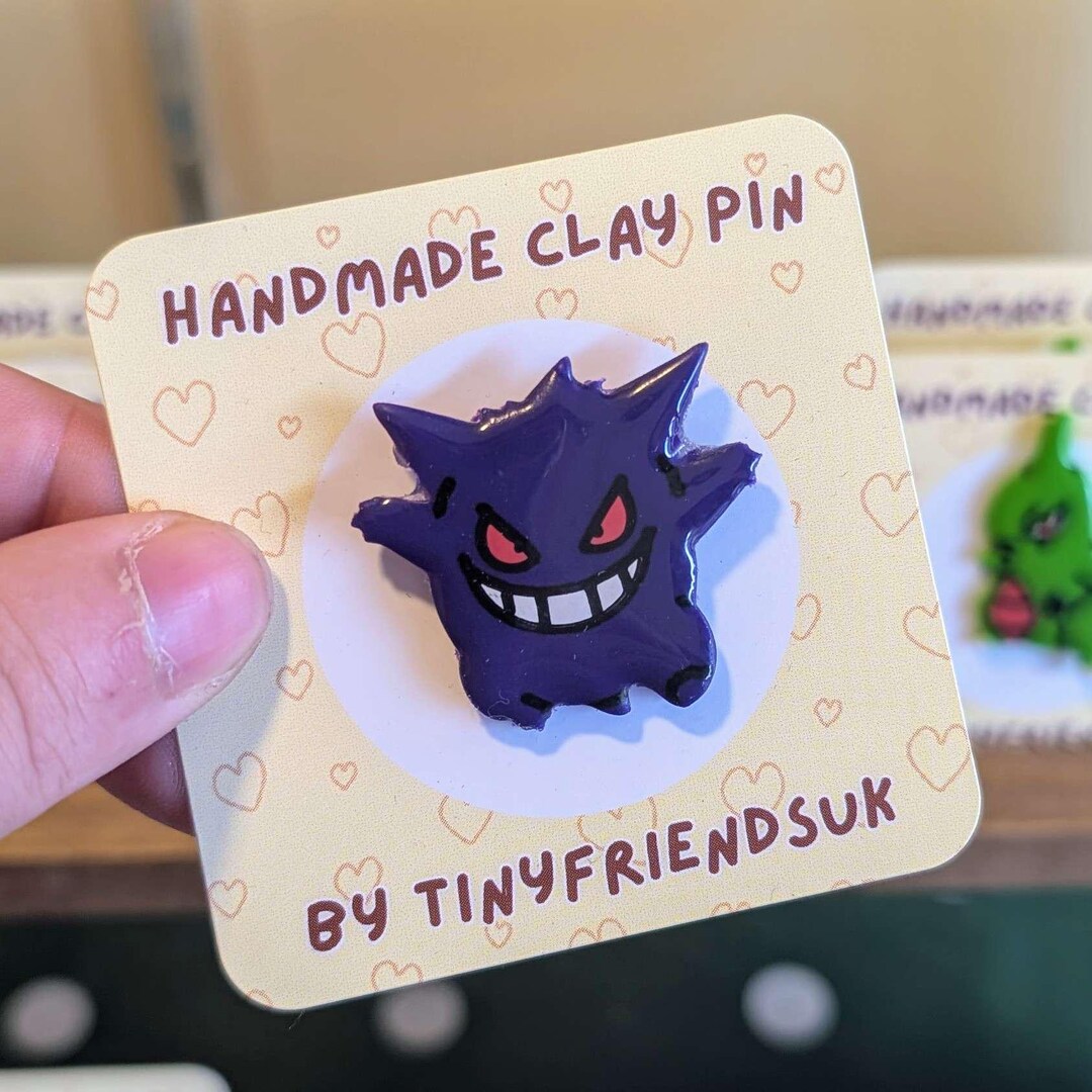 Gengar Pin Badge - Handmade With Polymer Clay - Etsy