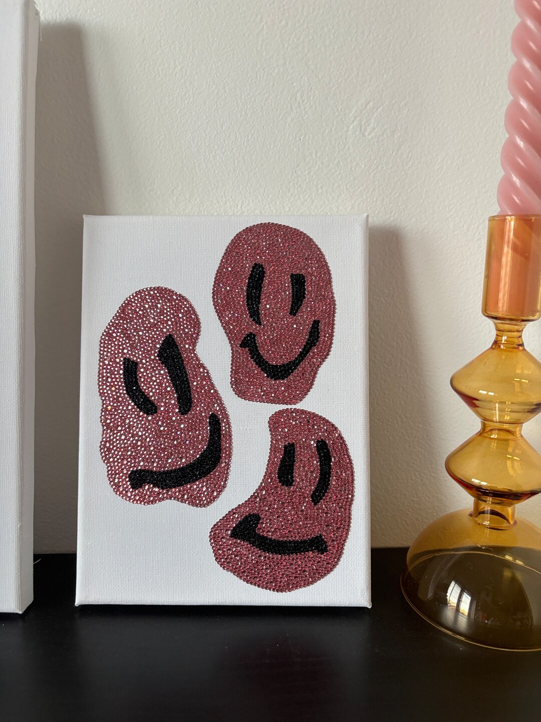Smiley Face Rhinestone Canvas - Etsy UK