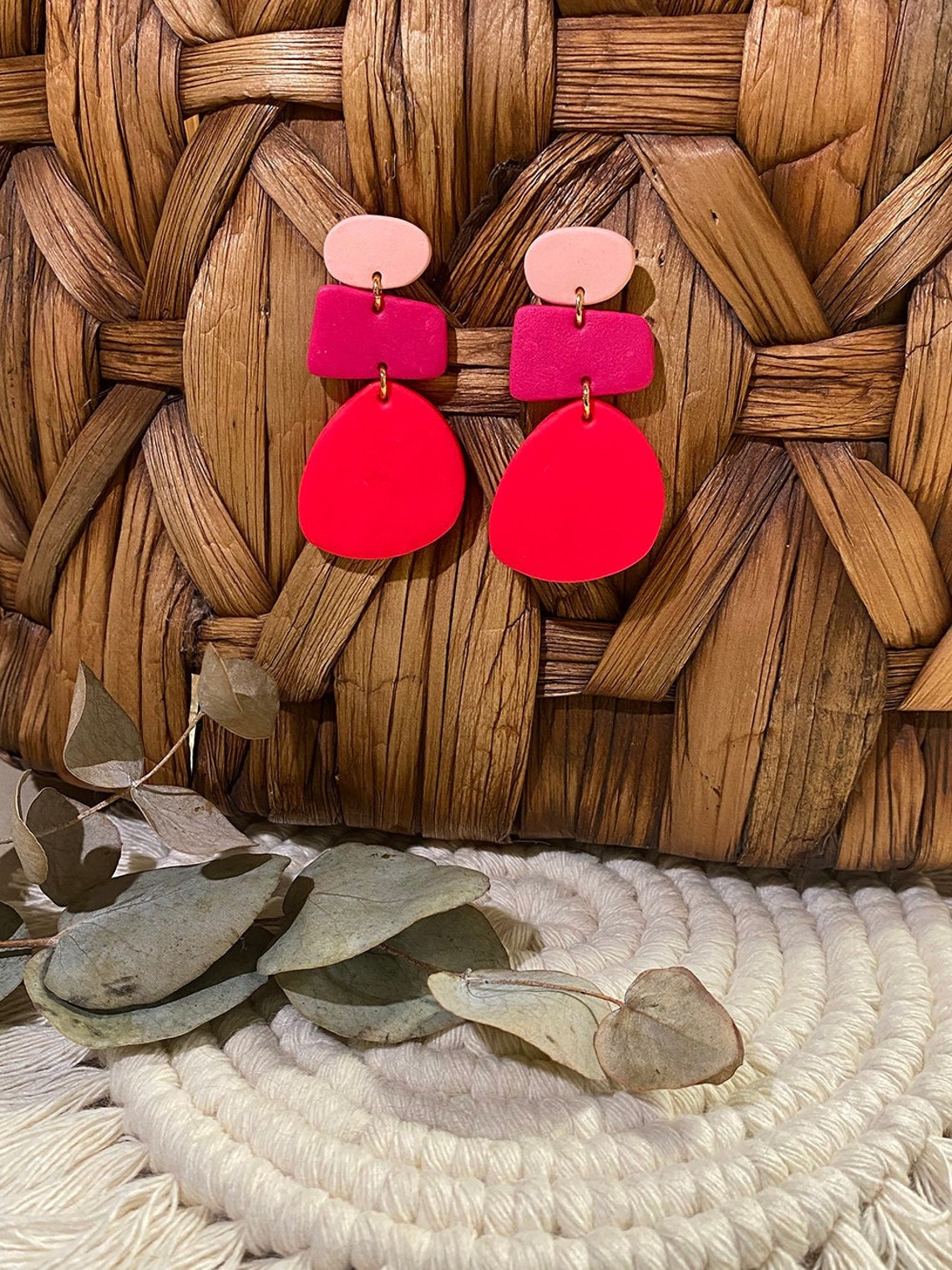 Hot Pink Pop Colorblock Dangle | Light Pink, Magenta, Neon Red ...