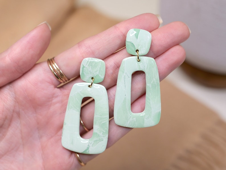 Milky Jade Marble Series | Jade Green Marble | Polymer Clay Earrings ...