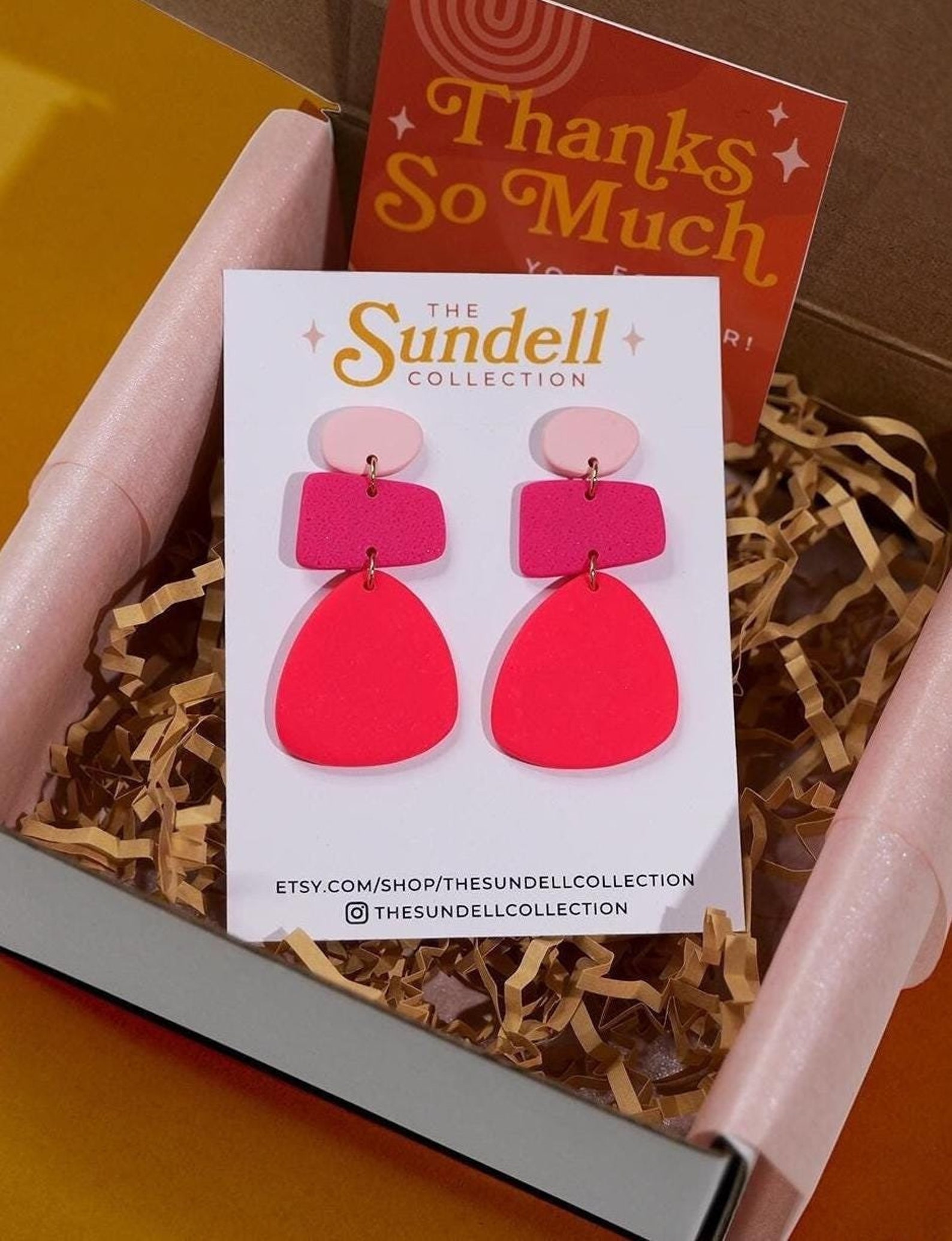 Hot Pink Pop Colorblock Dangle | Light Pink, Magenta, Neon Red ...