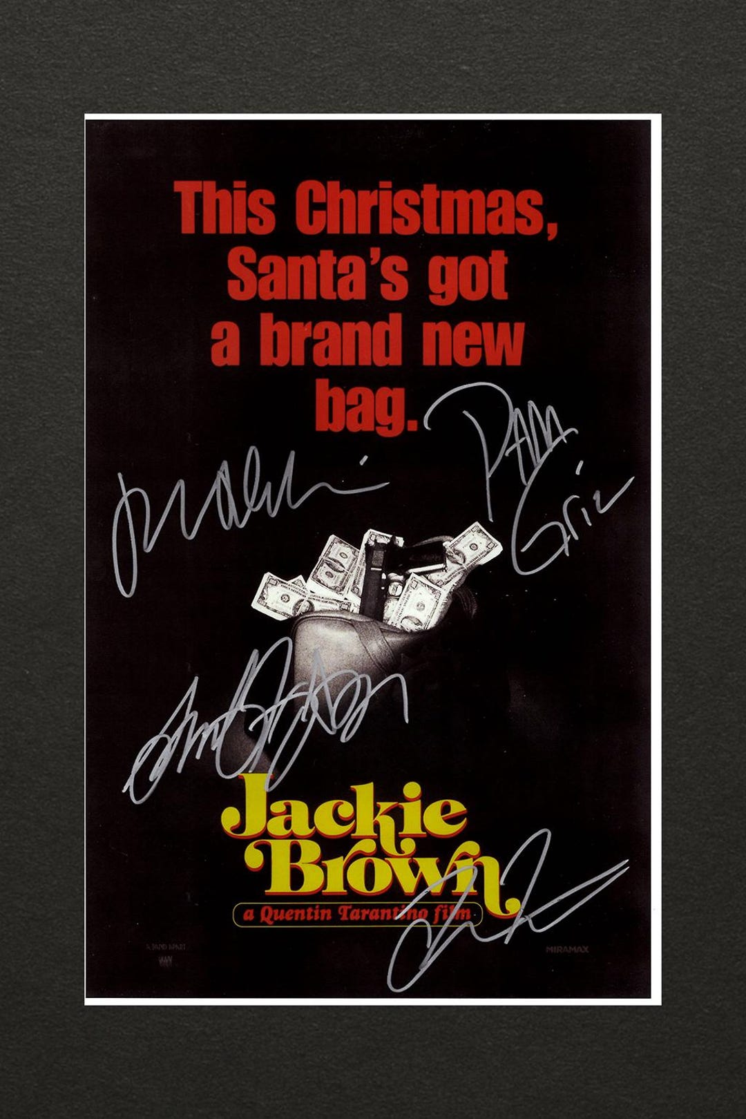 Signed "jackie Brown" Poster: Pam Grier, De Niro, Tarantino, Jackson ...