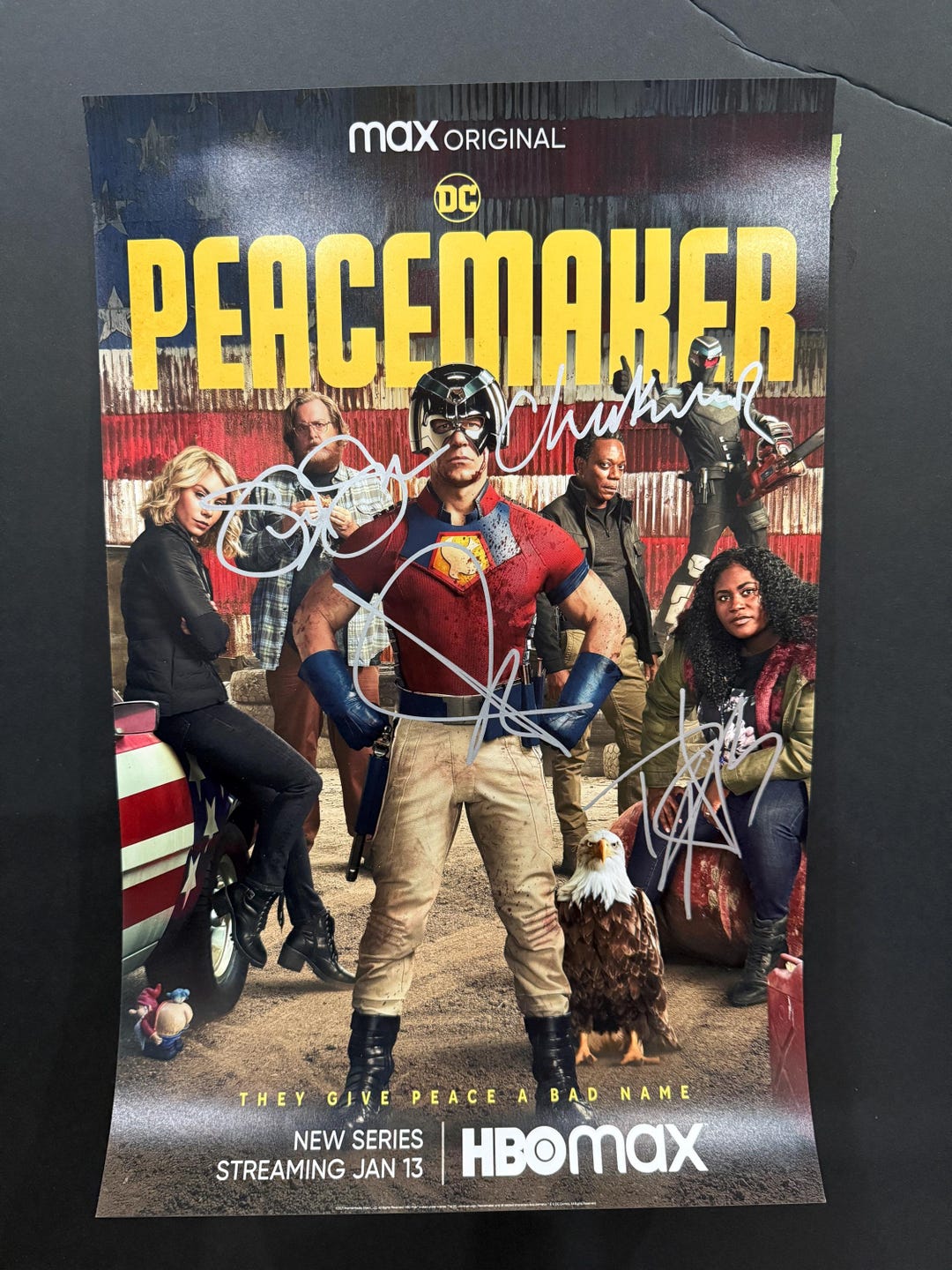 Peacemaker, Signed Poster Autograph by John Cena, Steve Agee, Danielle Brooks, and Chukwudi ...