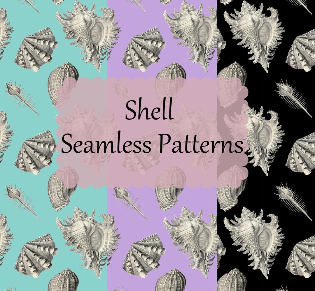Digital Download Vintage Seamless Pattern Seashell Shell Nautical Ocean ...