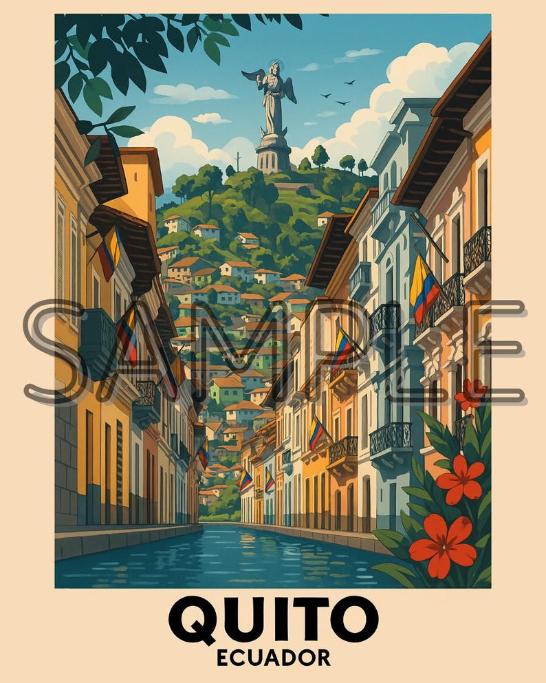 Quito Travel Wall Art, Ecuador Painting Gifts, South America Home Decor ...