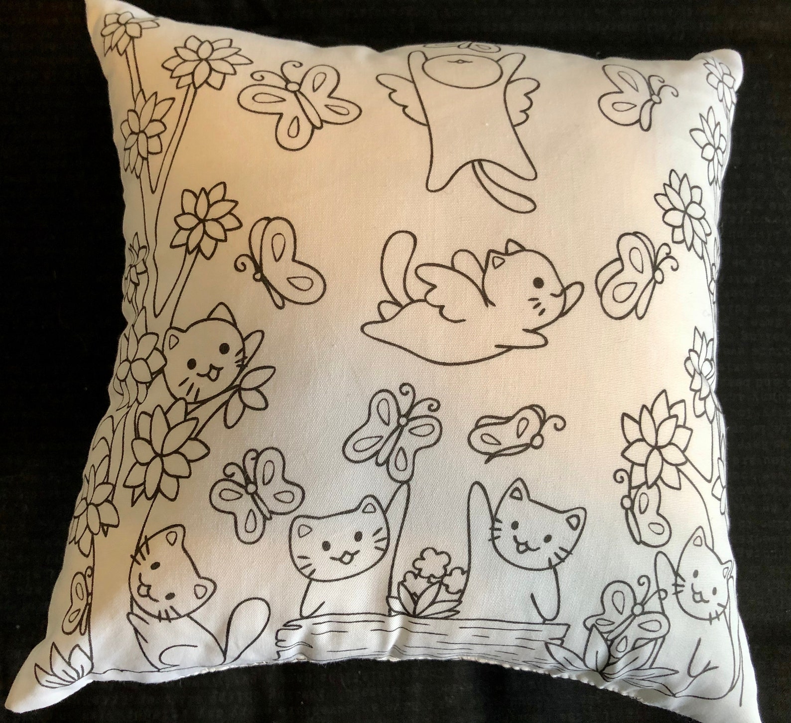 DIY Cat Kitten Pillow Coloring Kit Pillow and Markers | Etsy