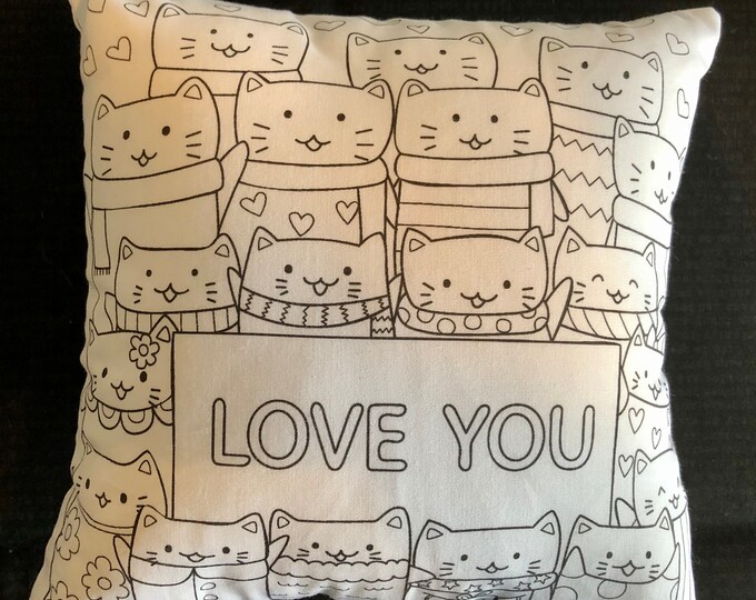 DIY Cat Kitten Pillow Coloring Kit, Pillow and Markers - Etsy