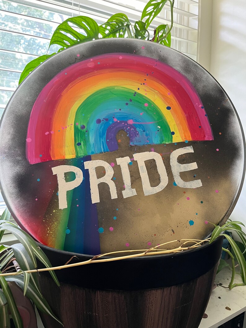 Celebrate Pride Upcycled Drumart Made With Custom Gilbert Font Stencil ...