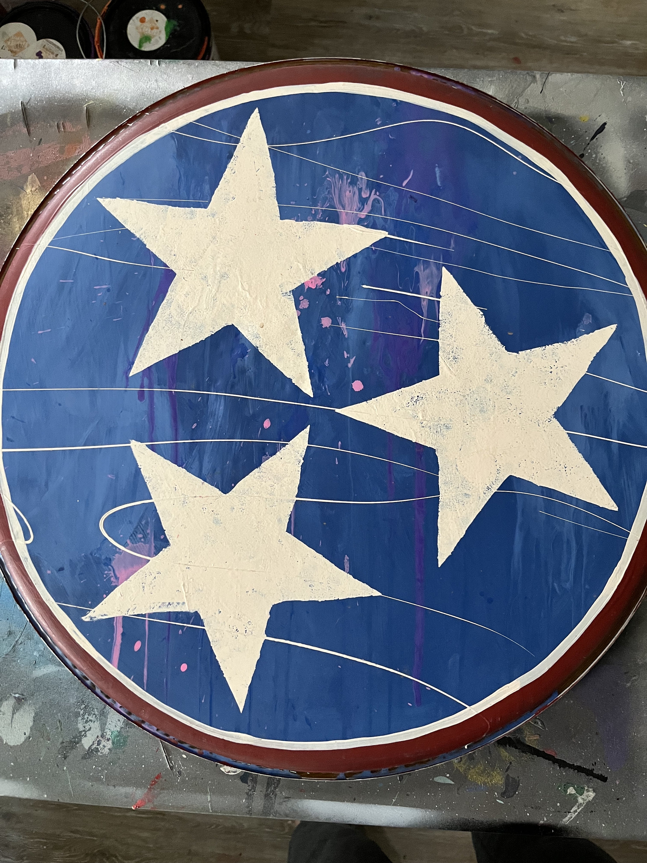 Tennessee Tri-star Upcycled Drumart Made With Custom Stencil, Indoor ...