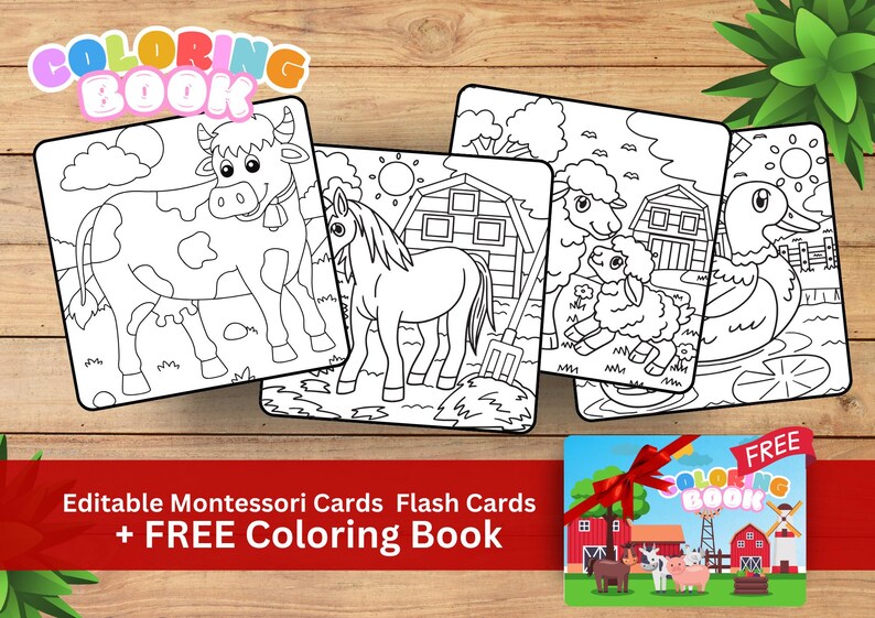 FARM ANIMALS Editable Montessori Cards Flash Cards Nomenclature ...