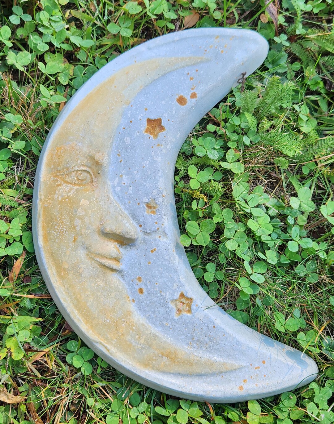 Handcast Cement Celestial Crescent Hanging Moon Plaque for Indoors/out ...