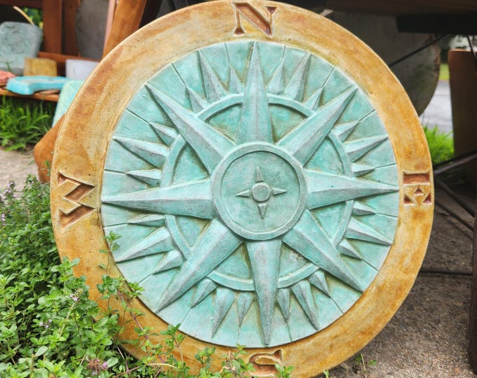 Garden Decoration: Compass Stepping Stone, Compass Rose Statue for ...