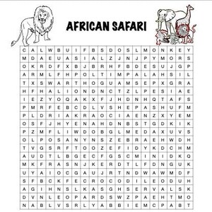 African Animal Word Search - Etsy