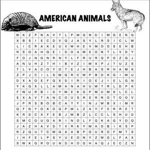 American Animal Word Search - Etsy