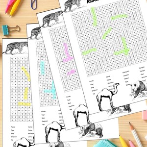 Asian Animal Word Search - Etsy