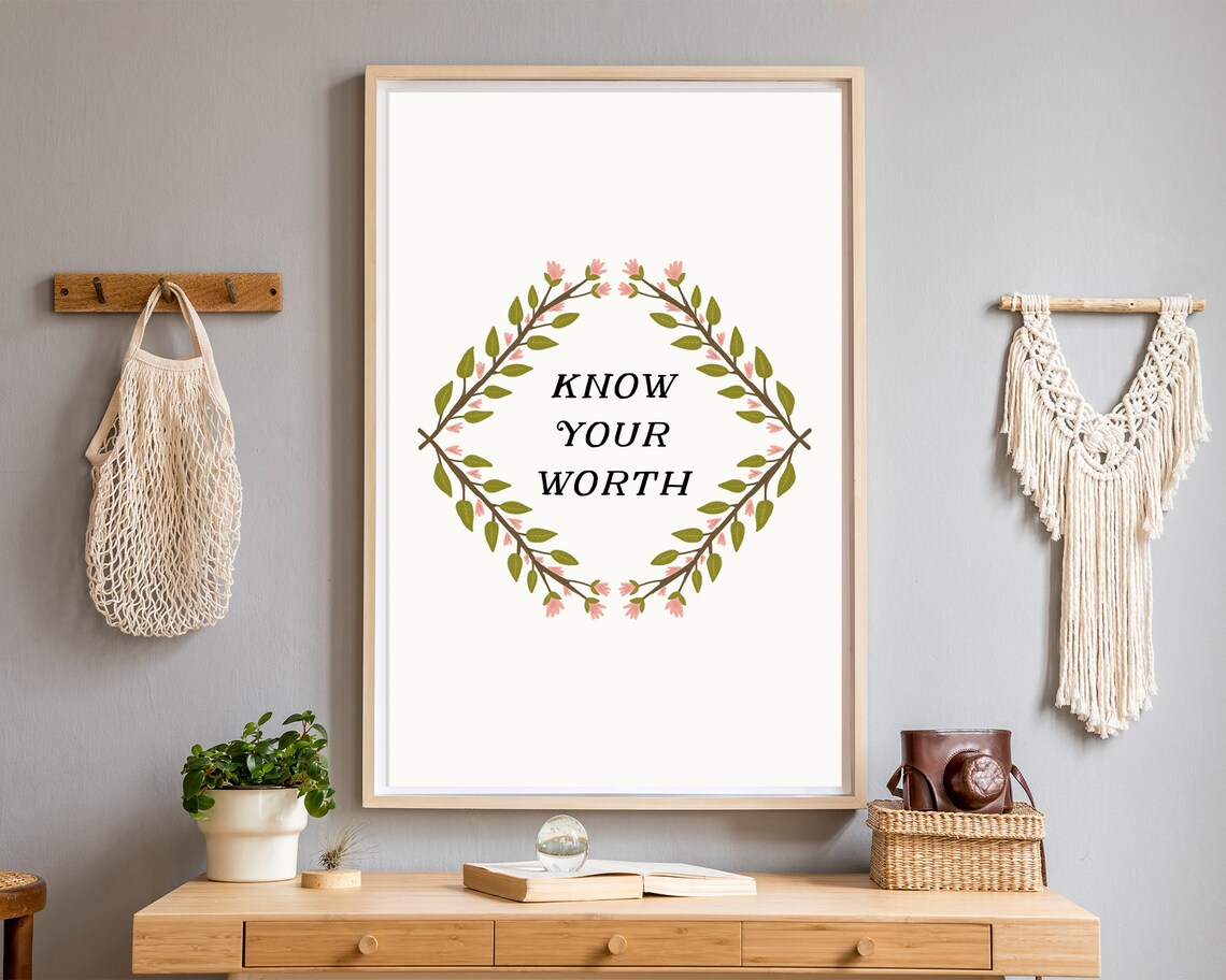 Inspirational Quote and Floral Wreath Print | Etsy