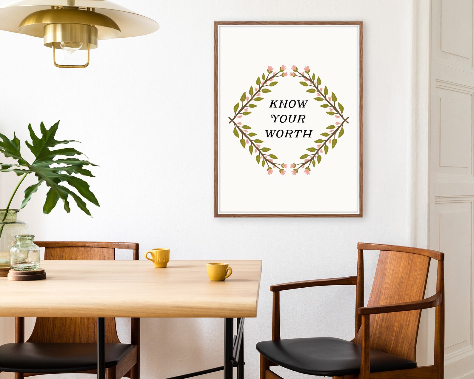 Inspirational Quote and Floral Wreath Print | Etsy