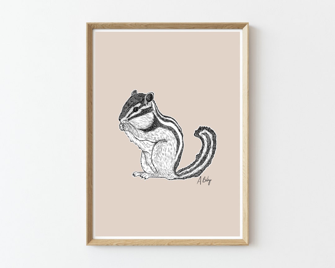 Chipmunk Wall Art | Chipmunk Art Print | Customizable Art | Nature Home Decor | Nature Prints ...