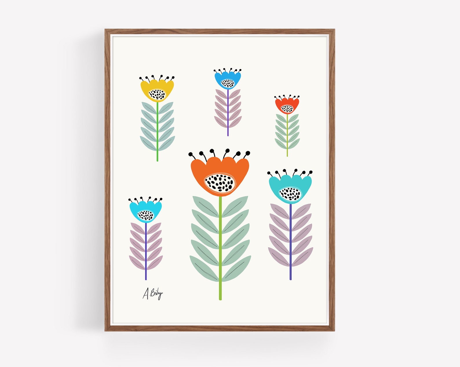 Abstract Scandinavian Floral Art Print - Etsy