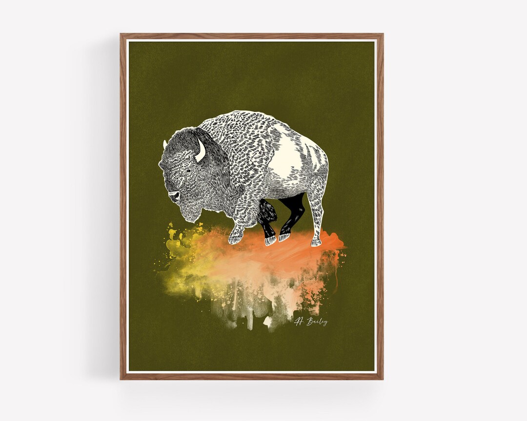 Abstract Bison Wall Art Print - Etsy