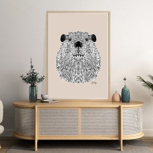 Beaver Art Print | Beaver Wall Art | Customizable Prints | Nursery ...