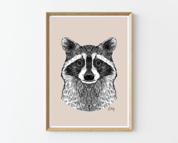 Raccoon Art Print Raccoon Wall Art Nature Wall Art - Etsy