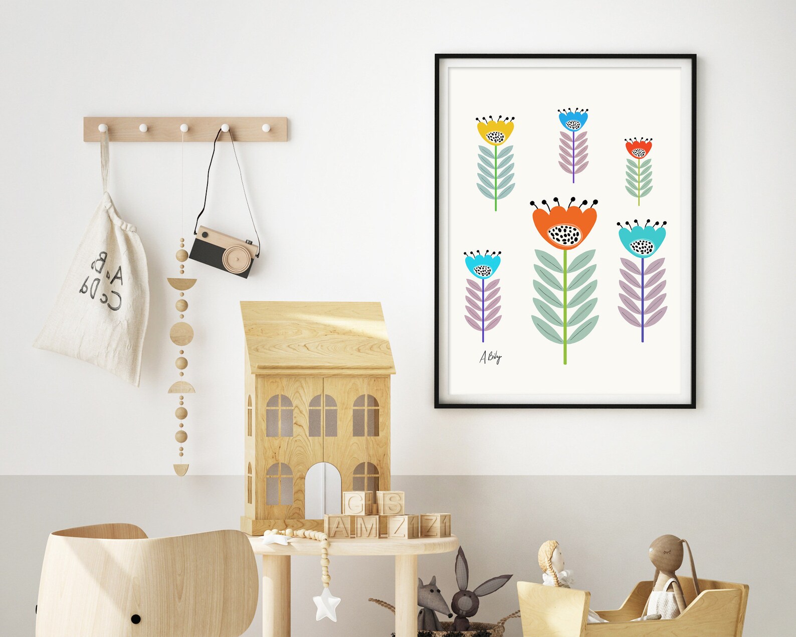 Abstract Scandinavian Floral Art Print - Etsy