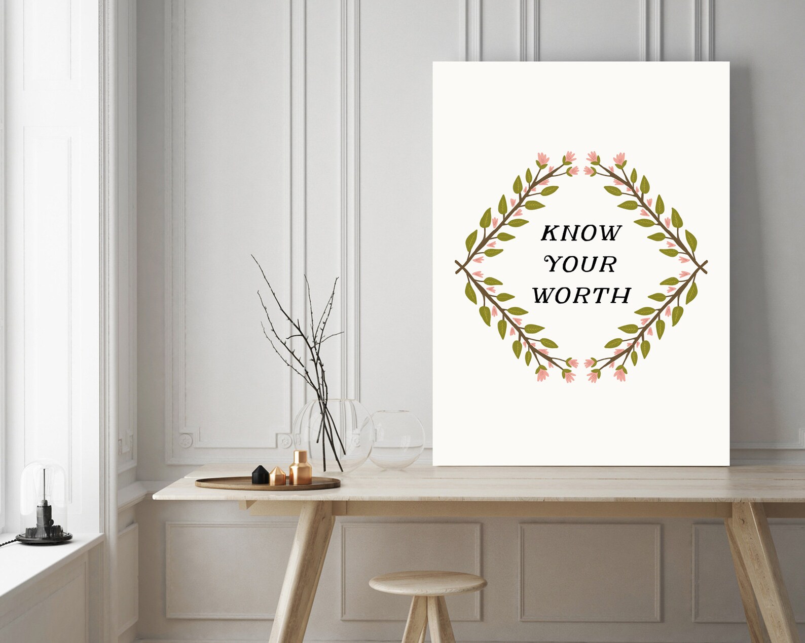 Inspirational Quote and Floral Wreath Print | Etsy