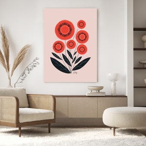 Scandinavian Flowers Wall Art Print - Floral Wall Art - Illustration ...