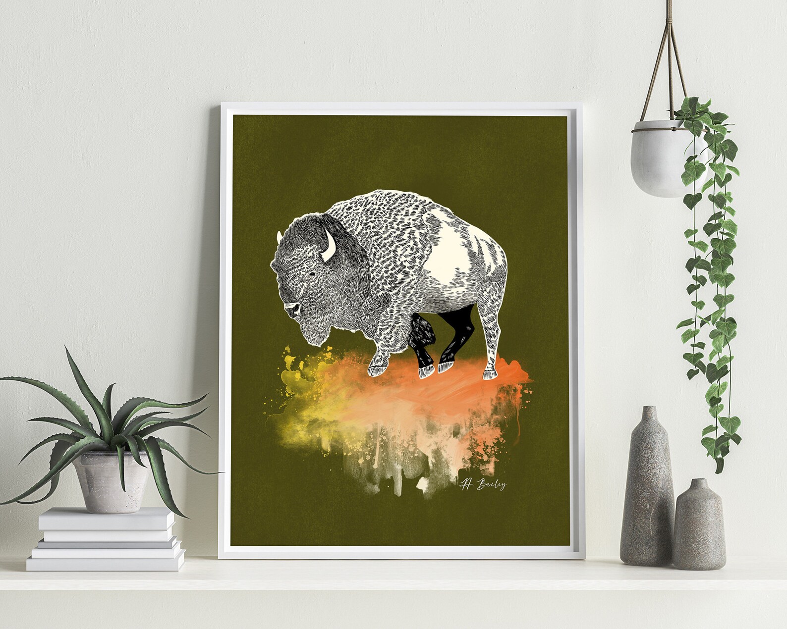 Abstract Bison Wall Art Print - Etsy