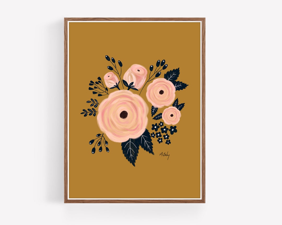 Folk Art Roses Wall Art Scandinavian Decor Hygge Decor - Etsy