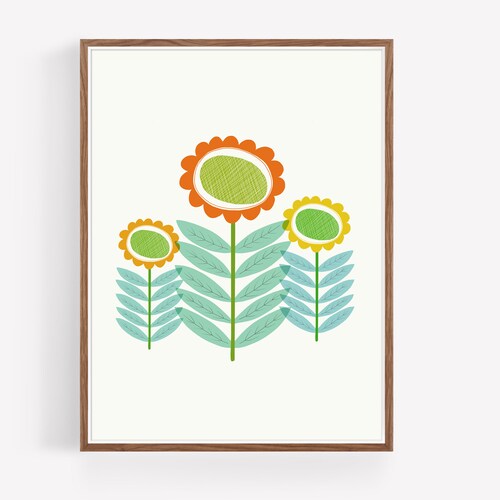 Abstract Scandinavian Floral Art Print - Etsy