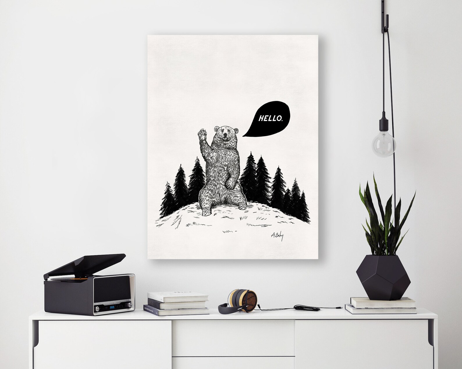 Funny Hello Bear Art Print - Etsy