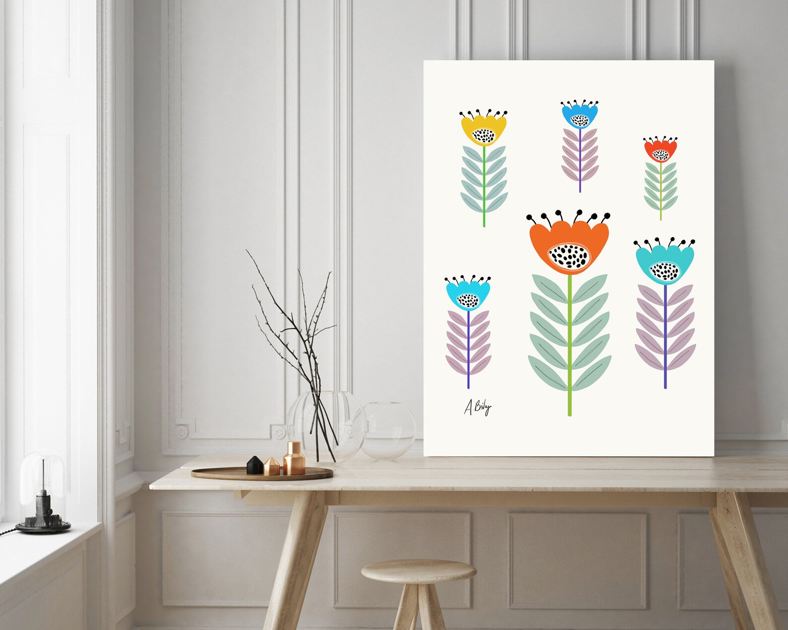 Abstract Scandinavian Floral Art Print - Etsy
