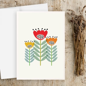 Abstract Scandinavian Floral Art Print - Flower Wall Art - Folk Art ...