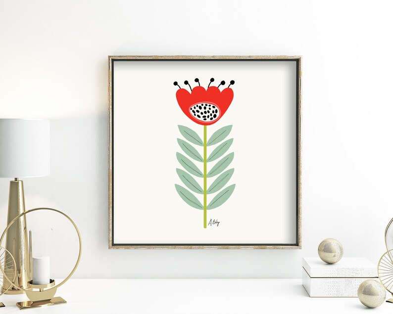 Abstract Scandinavian Floral Art Print - Etsy