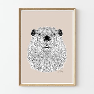 Beaver Art Print | Beaver Wall Art | Customizable Prints | Nursery ...