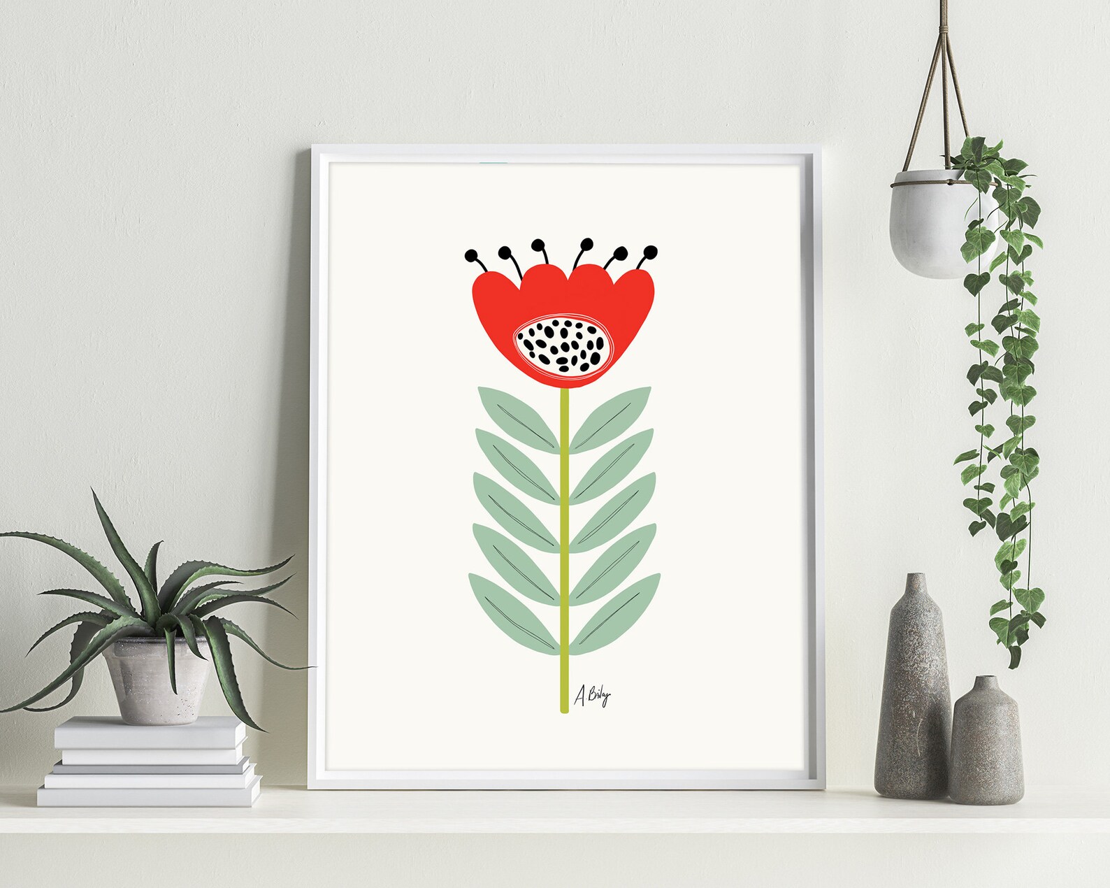 Abstract Scandinavian Floral Art Print - Etsy