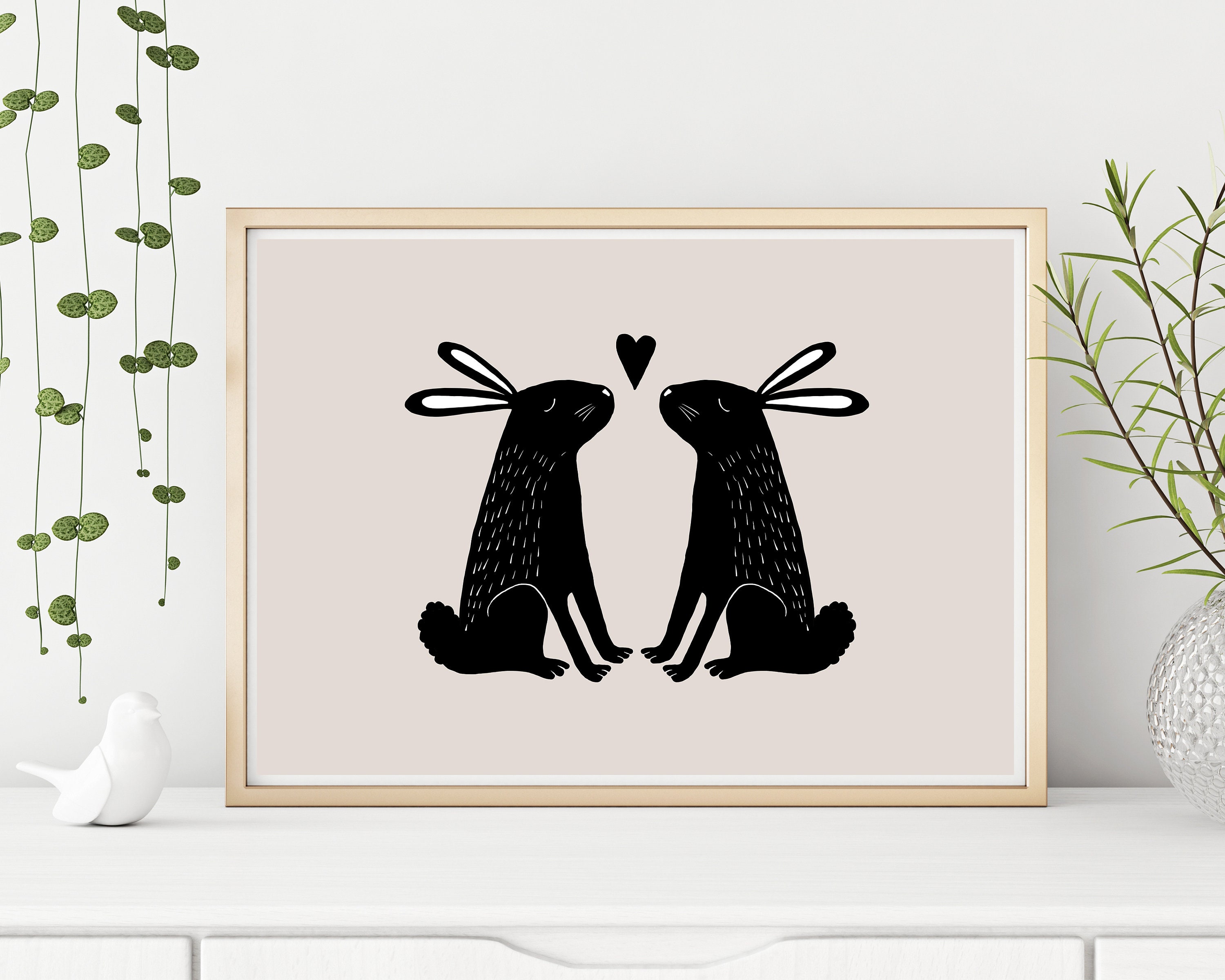 Whimsical Rabbits Wall Art - Bunnies - Love - Bunny wall art ...